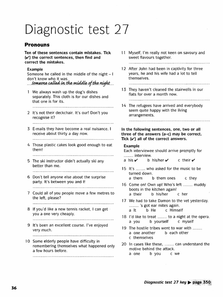 Pronoun Usage Diagnostic Test | PDF