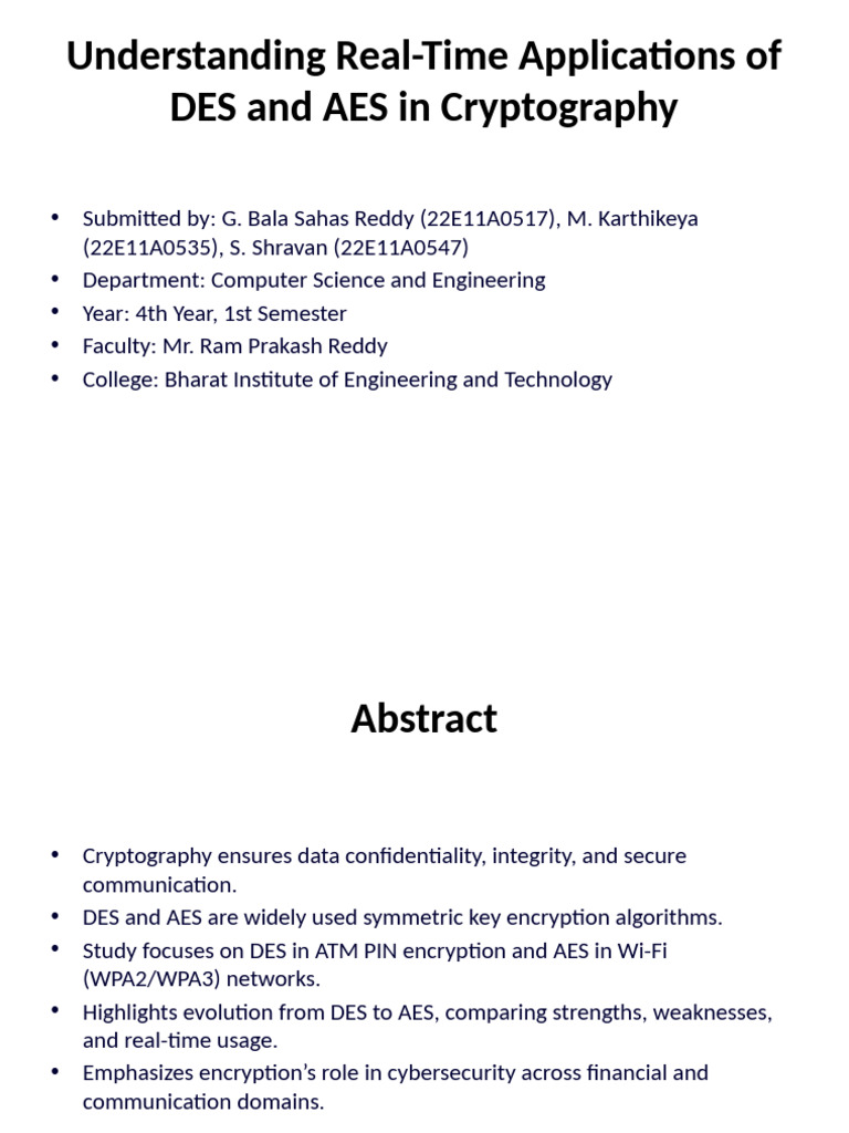 RealTime DES AES BlackHeadings | PDF | Encryption | Cryptography