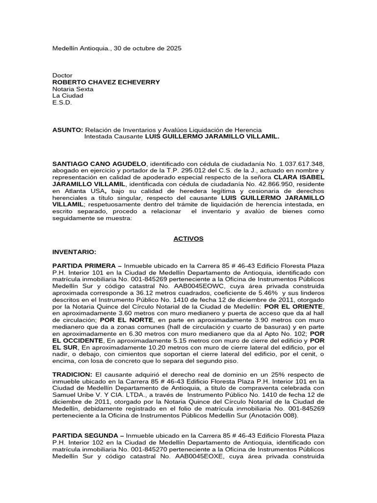 Relacion de Inventarios y Avaluos | PDF | Derecho privado | Derecho Civil (Common Law)