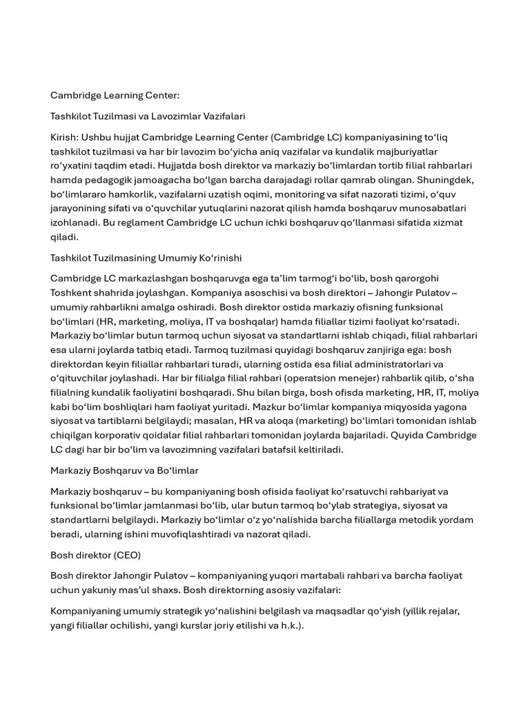 Cambridge Learning Center | PDF