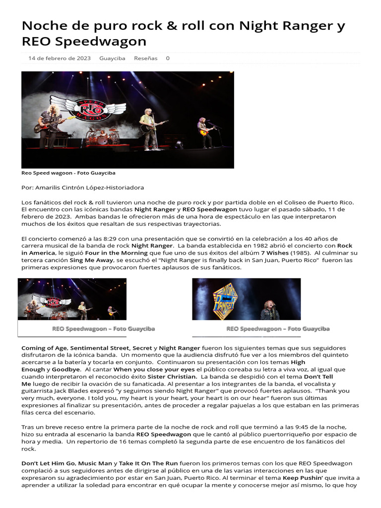 Noche de Puro Rock & Roll Con Night Ranger y REO Speedwagon – Noticias ...