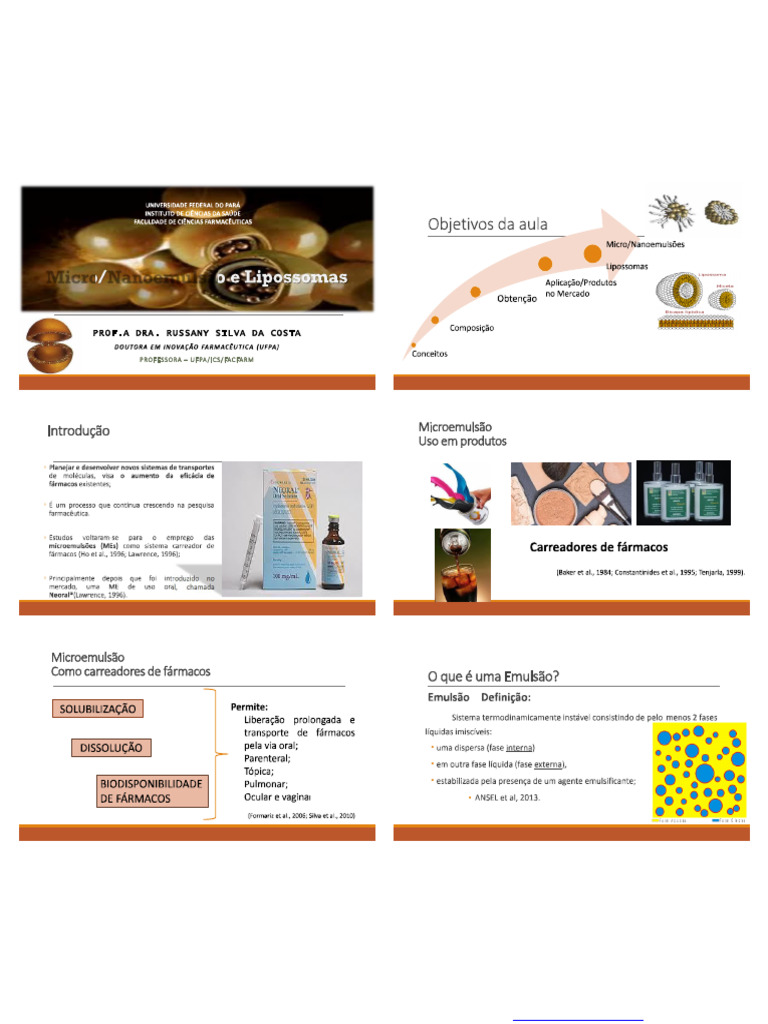 Aula 5 - Micro Nanoemulsão Lipossomas | PDF | Lipossoma ...