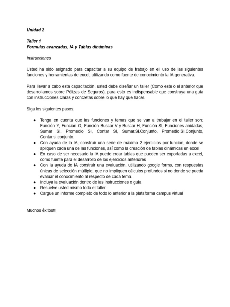 Unidad 2 - Primera Parte - Formulas Avanzadas, IA y Tablas Dinámicas | PDF