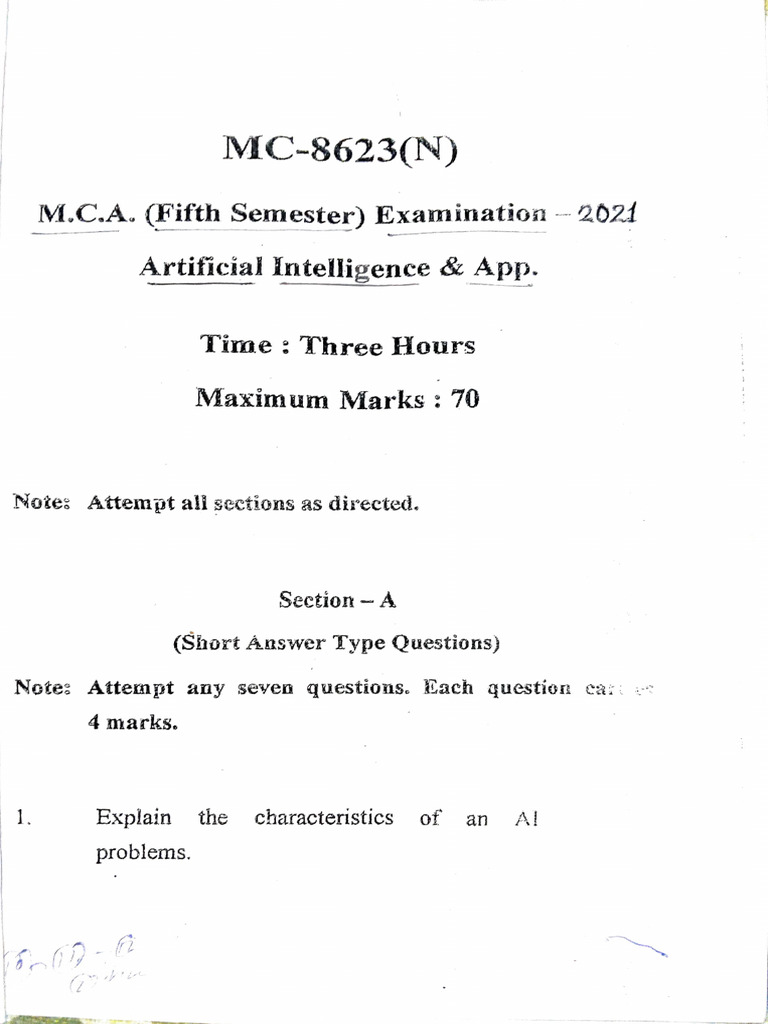 Artificial Intelligence Paper 2021 | PDF | Artificial Intelligence ...