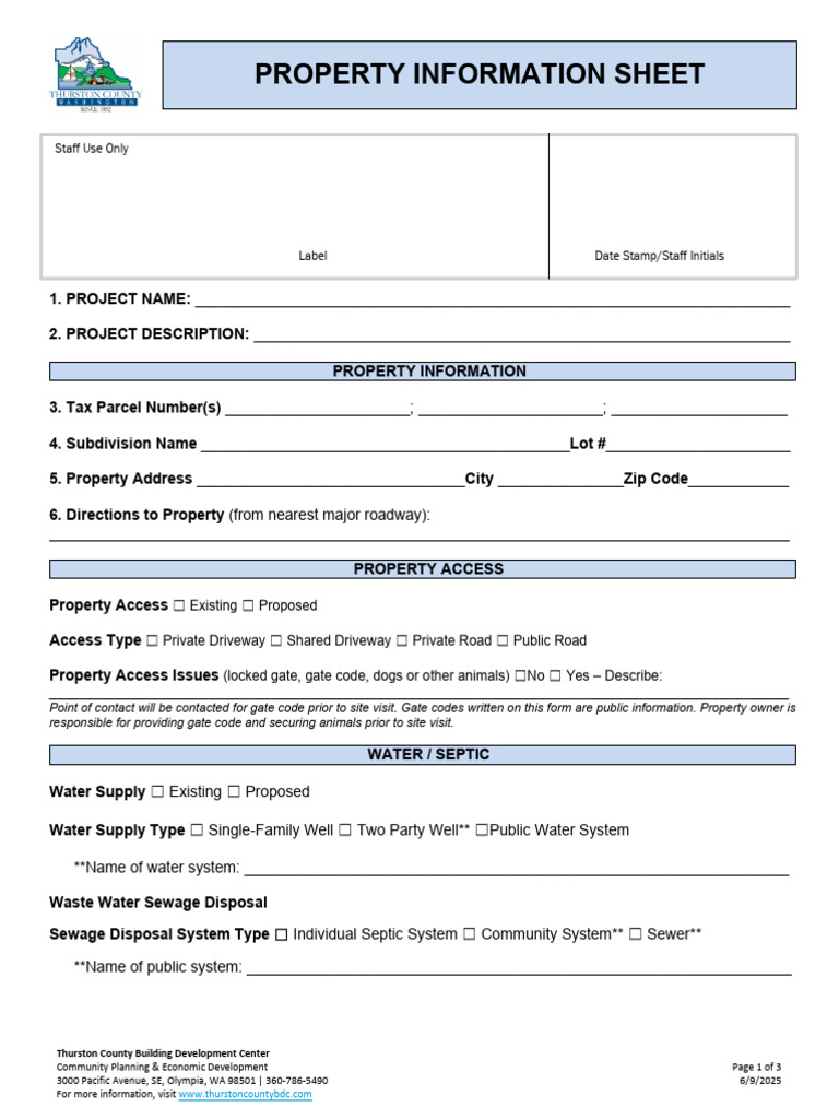 Cped Permit Application Property Information Sheet | PDF