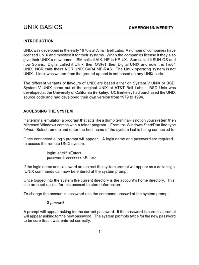 Unix Handout | PDF | Unix | Command Line Interface