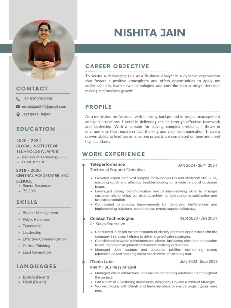 CVNISHITAJAIN | PDF | Project Management | Leadership