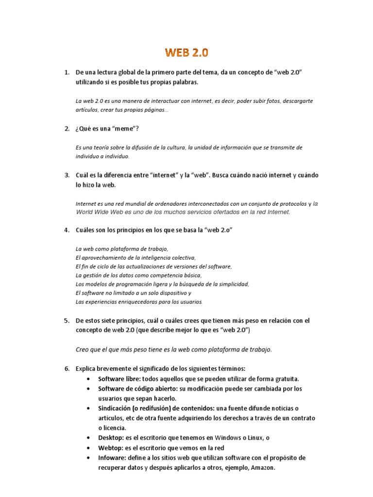 Ejercicios de Web 2.0 | PDF | web 2.0 | Red mundial