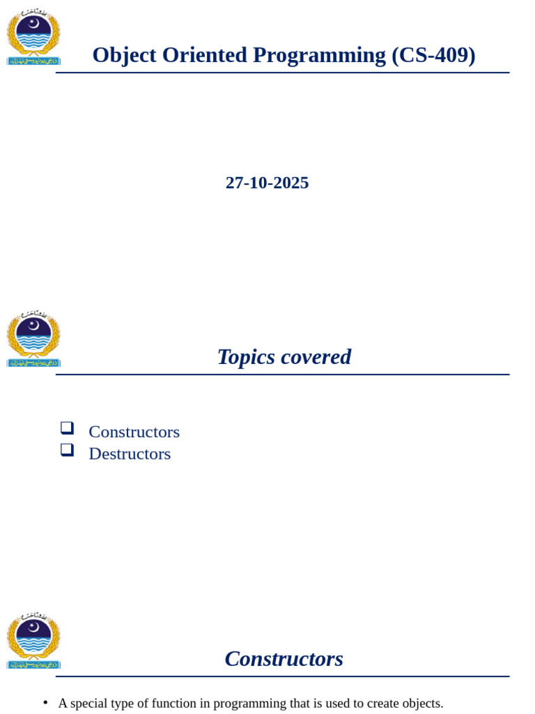 OOP-Lec3 | PDF | Programming | Constructor (Object Oriented Programming)