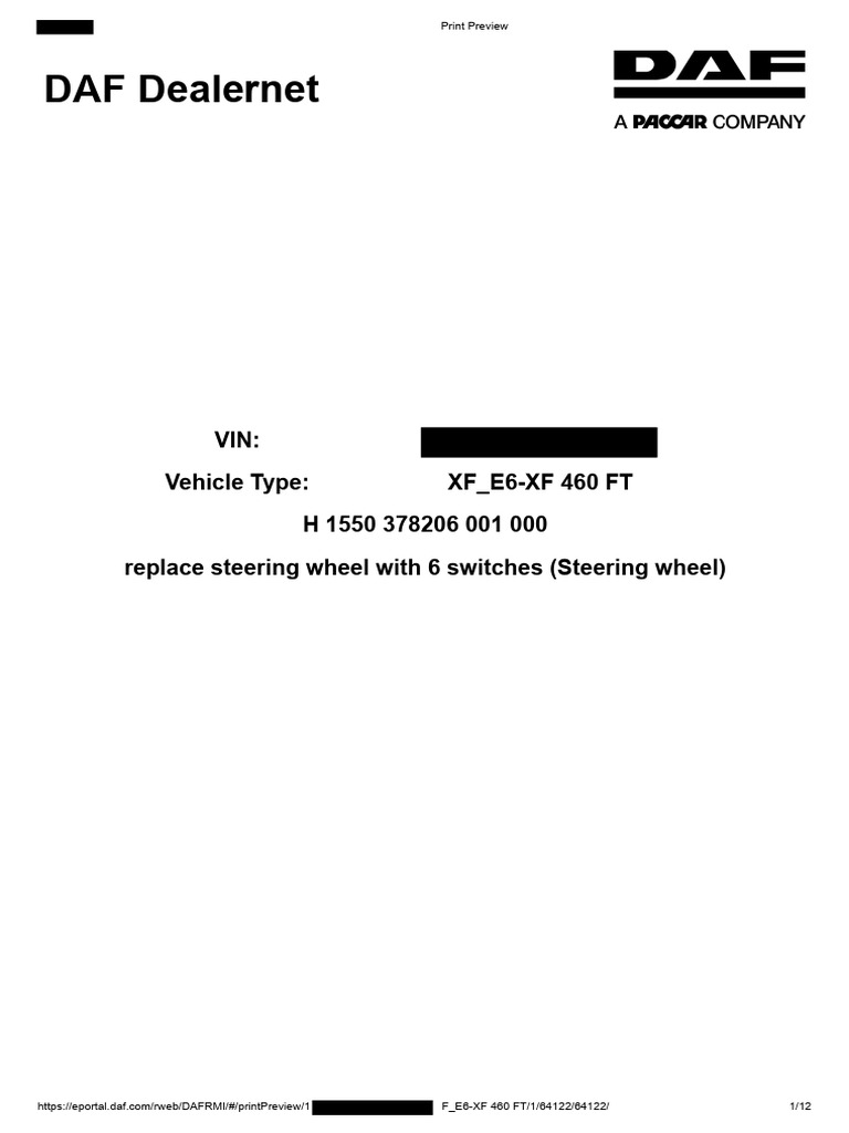 Replace DAF XF Steering Wheel Guide | PDF | Steering | Wheeled Vehicles
