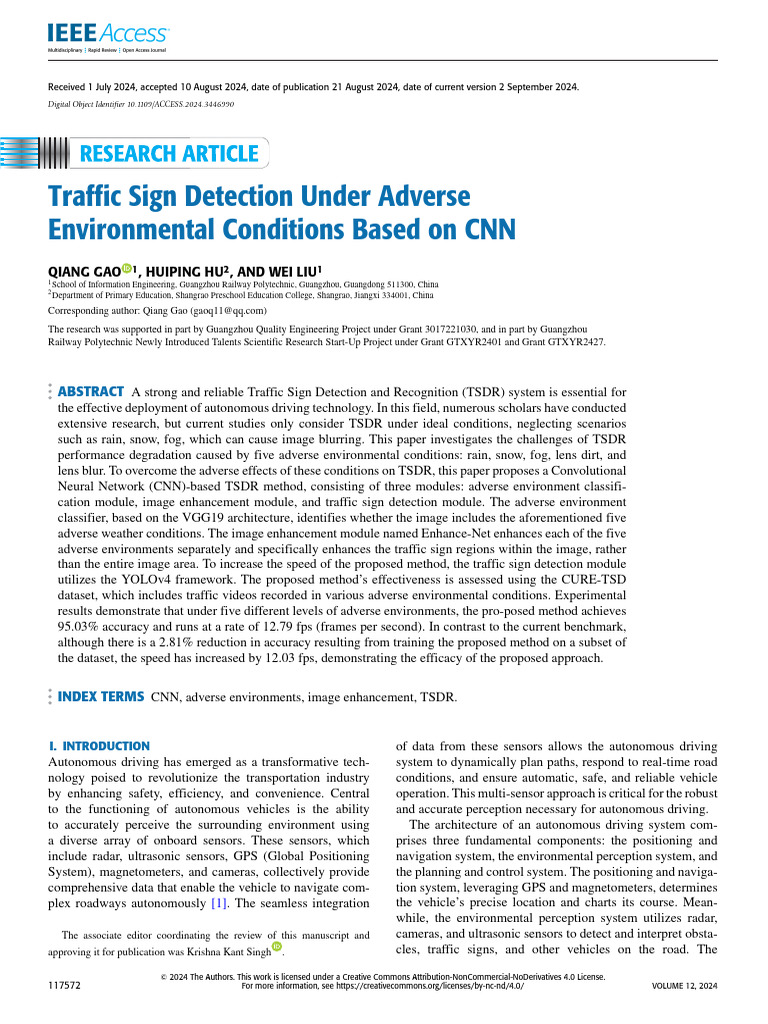 Traffic Sign Detection Under Adverse Environmental Conditions Based On ...