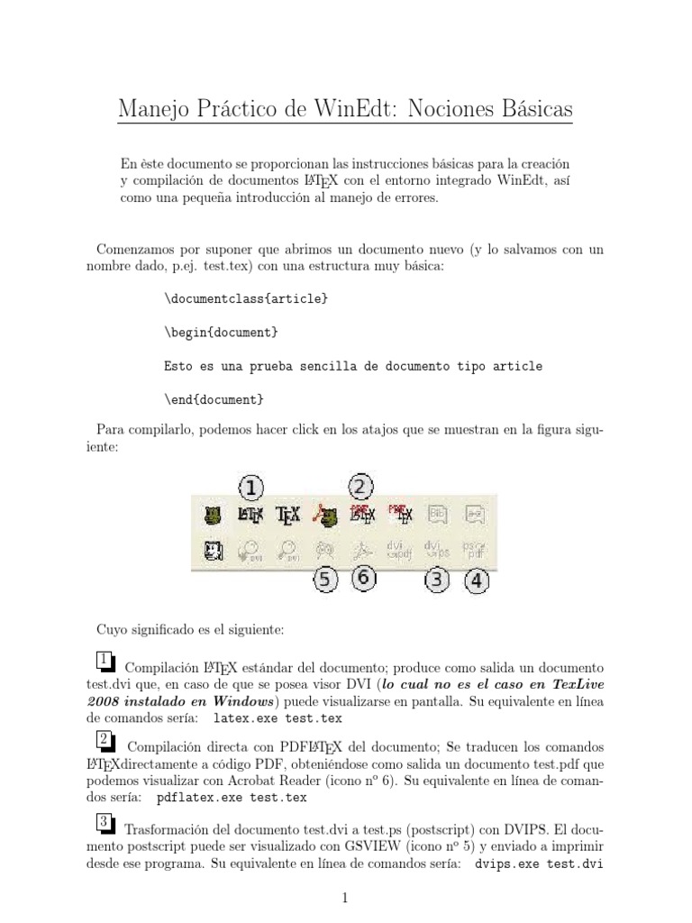 Guía Básica de WinEdt para LaTeX | PDF | Te X | Compilador