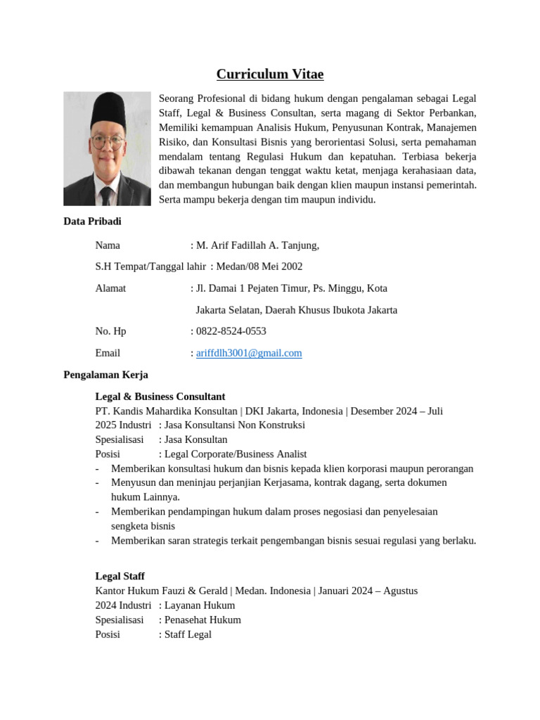 Curriculum Vitae - M. Arif Fadillah234 | PDF