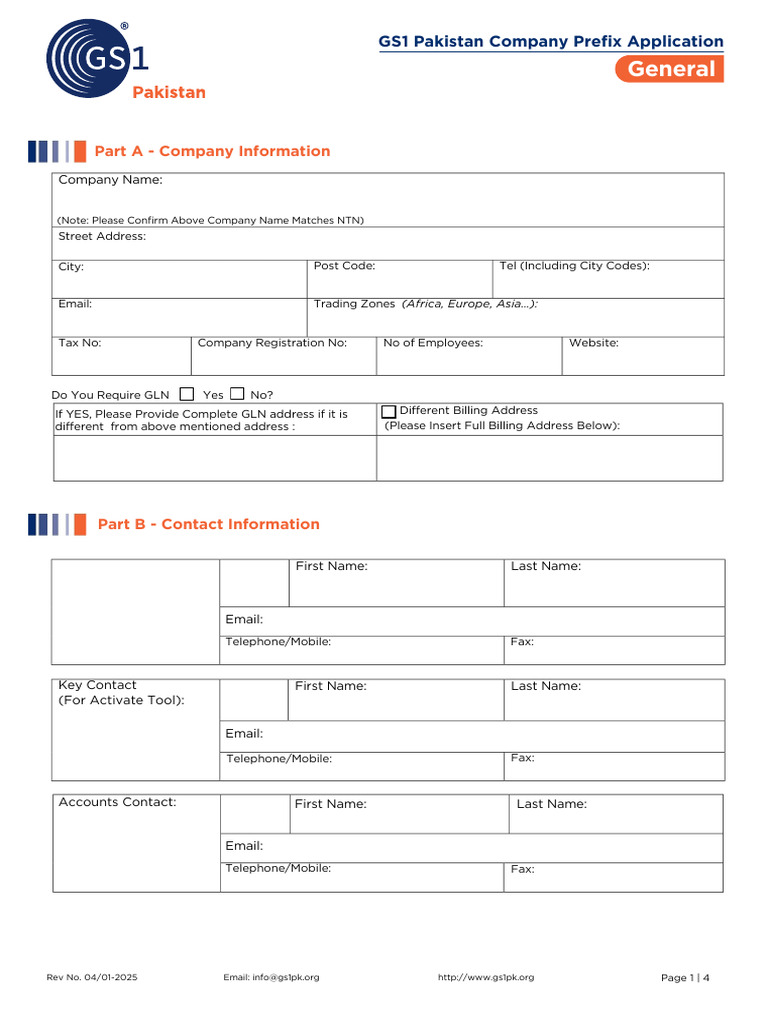 GS1 Pakistan GTIN & GLN Application Guide | PDF | Indemnity | License