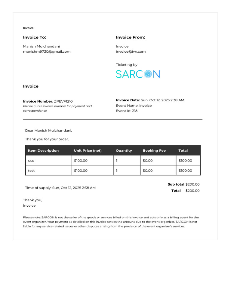 Invoice ZPEVF1210 | PDF