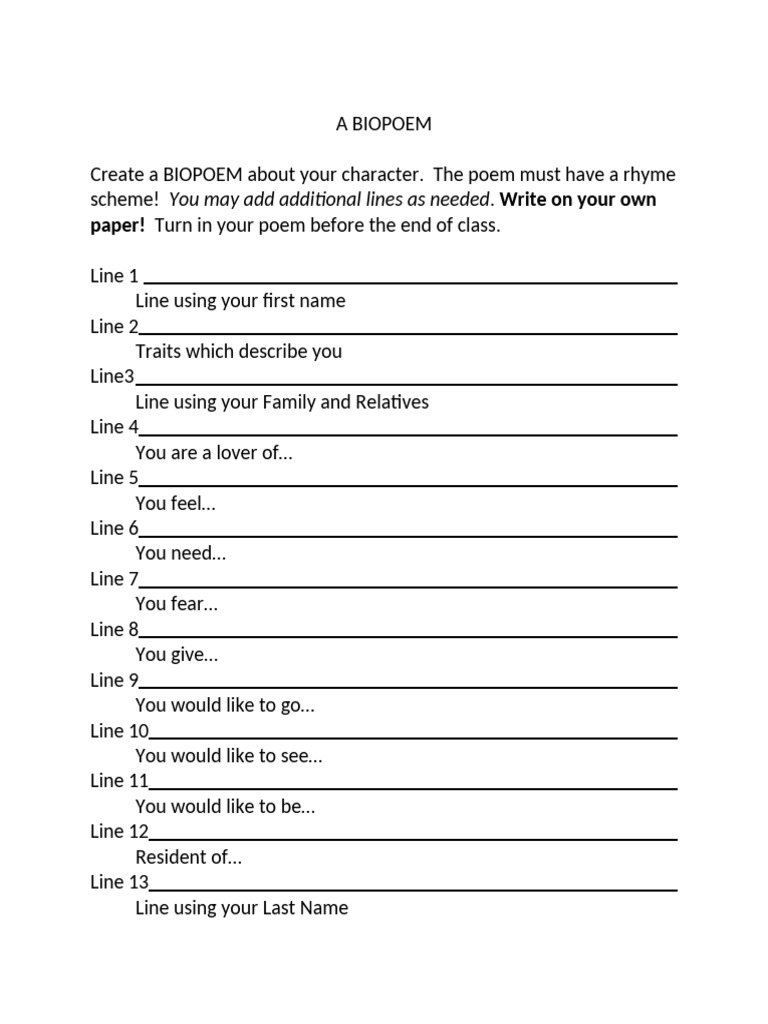 Bio Poem | PDF