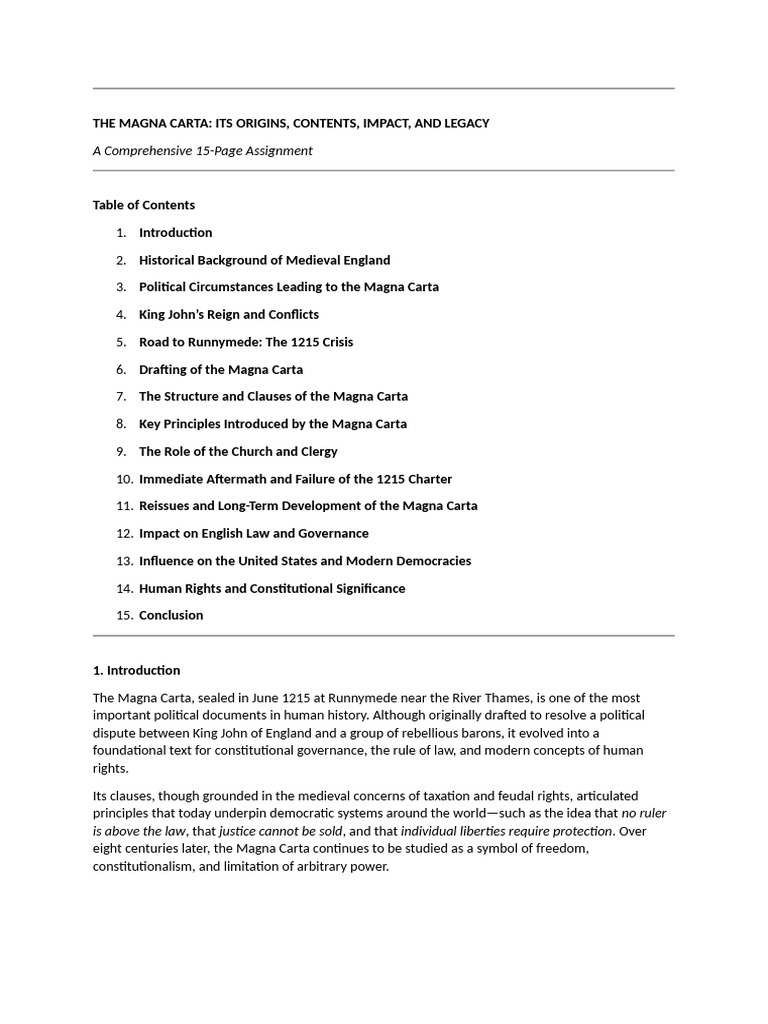 Concept and guideline of magna carta | PDF | Magna Carta | Rule Of Law