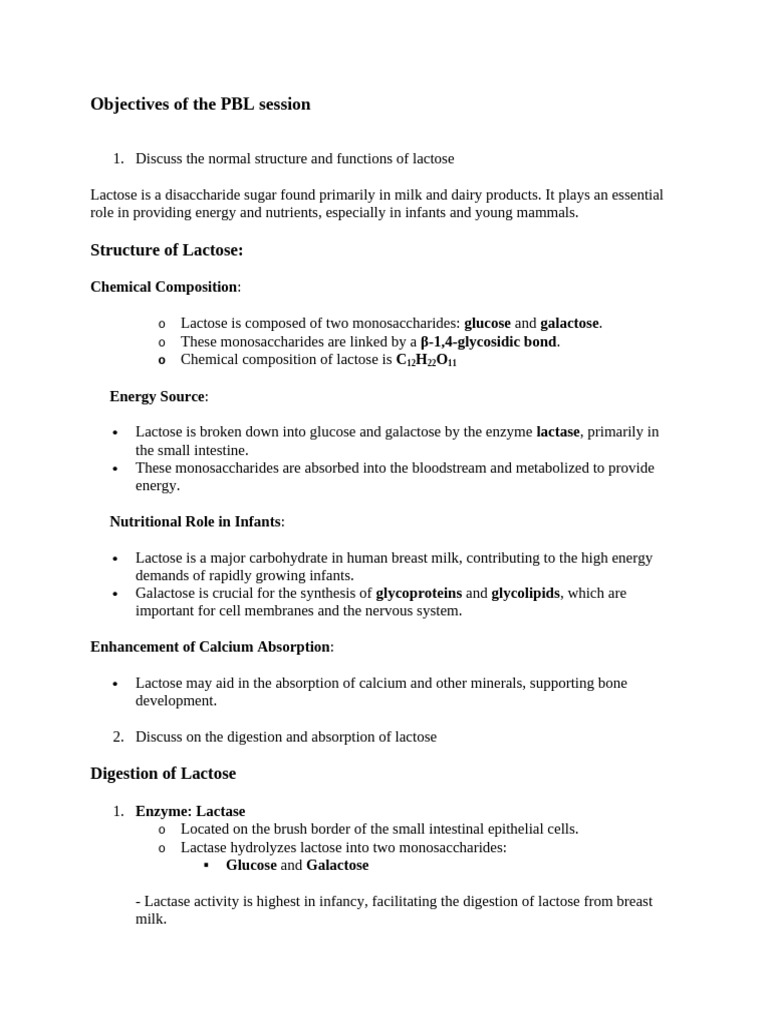Objectives of the PBL Session | PDF | Digestion | Glucose