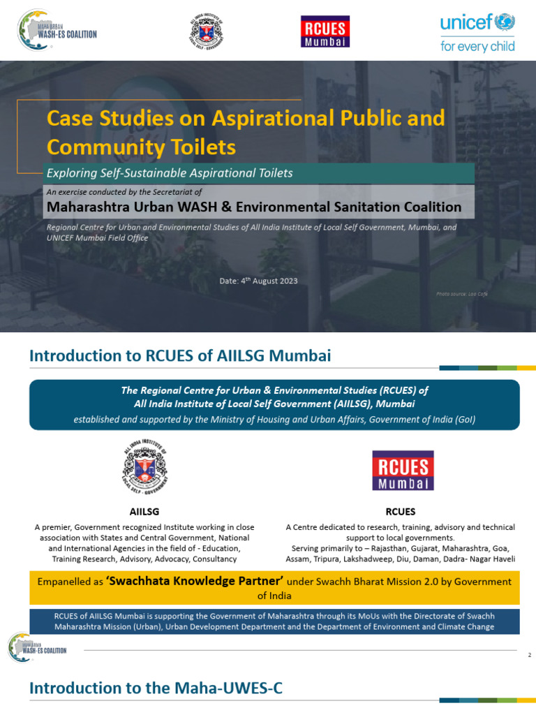 Compendium Case Studies Aspirational CT PT Maha UWES C August 2023 | PDF | Public Toilet | Toilet