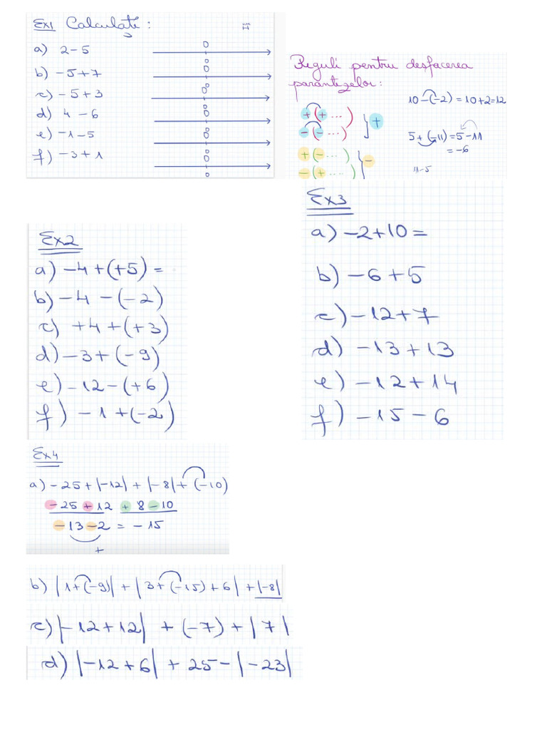 Ordinea Efectuarii Operatiilor Adunarea Si Scaderea Nr Întregi | PDF
