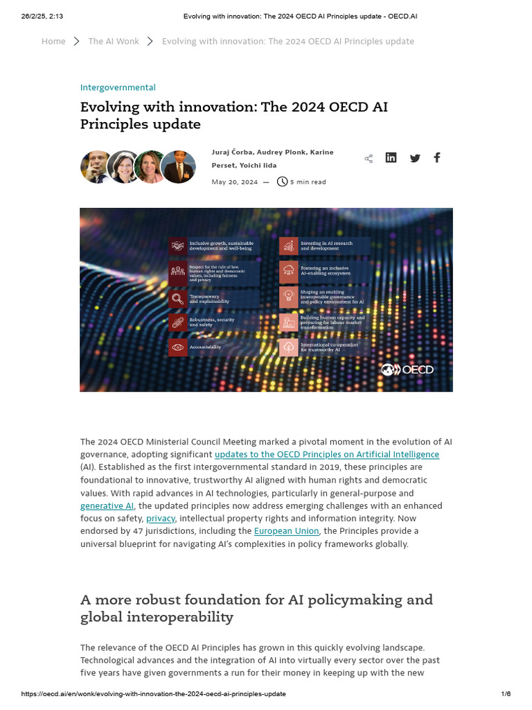 Evolving With Innovation - The 2024 OECD AI Principles Update - OECD - AI | PDF | Artificial ...