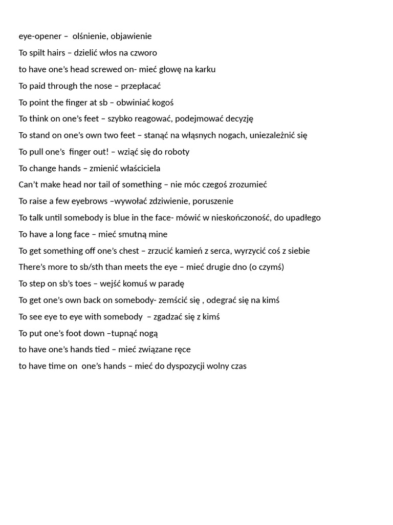 Test1 Idiomy W Malym Palcu | PDF