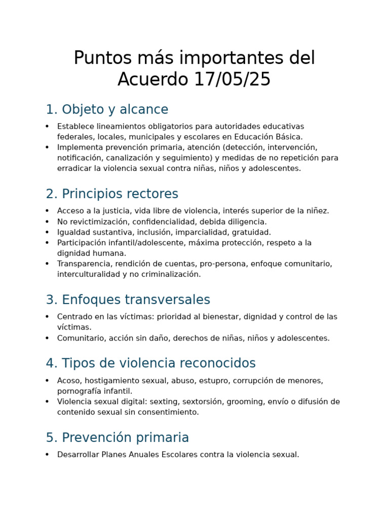 Acuerdo 17/05/25: Prevención Violencia Sexual Infantil | PDF ...