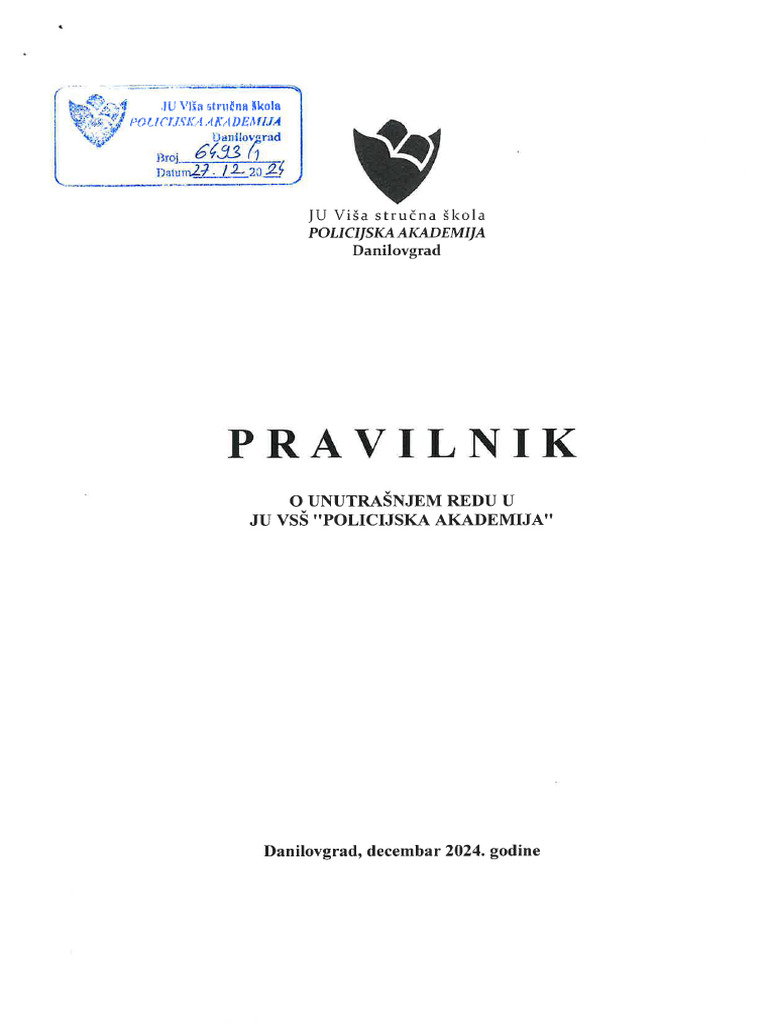 Pravilnik o Unutrasnjem Redu 2024 | PDF