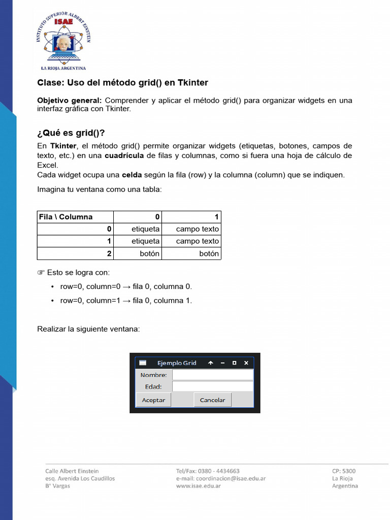 Uso Del Método Grid en Tkinter | PDF