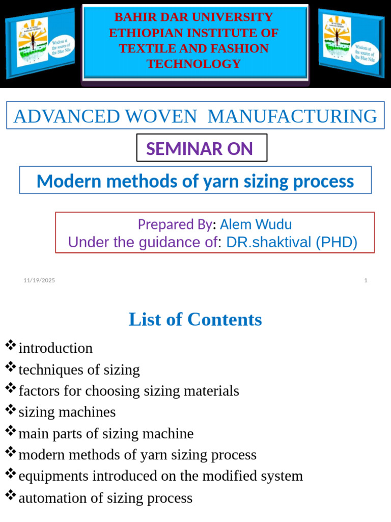 Modern Yarn Sizing Techniques Seminar | PDF | Weaving | Yarn