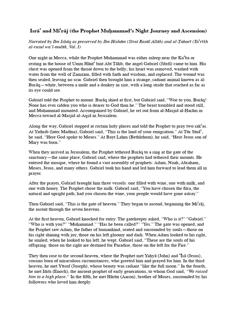 The Night Journey and Ascension of Muhammad | PDF | Muhammad | Prophets ...