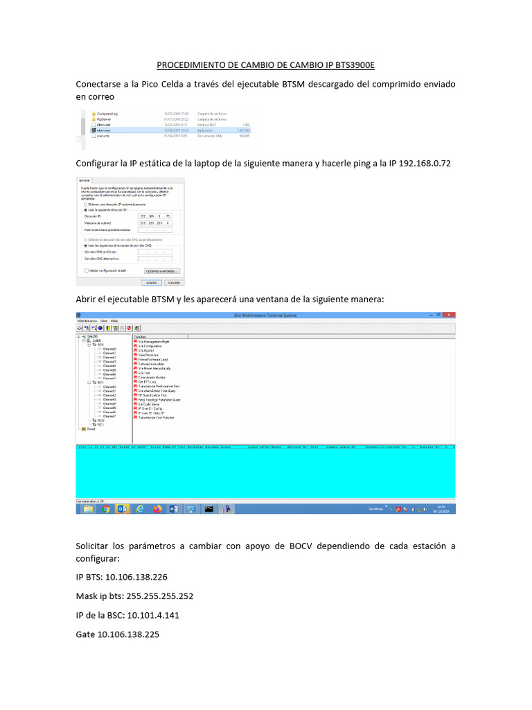 Cambio IP Estatica en BTS3900E 1220 | PDF