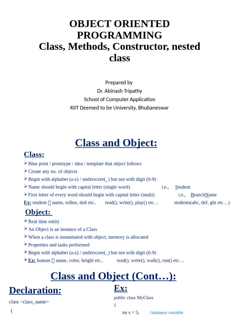 Class, Methods, Constructor, Nested Class | PDF | Constructor (Object Oriented Programming ...