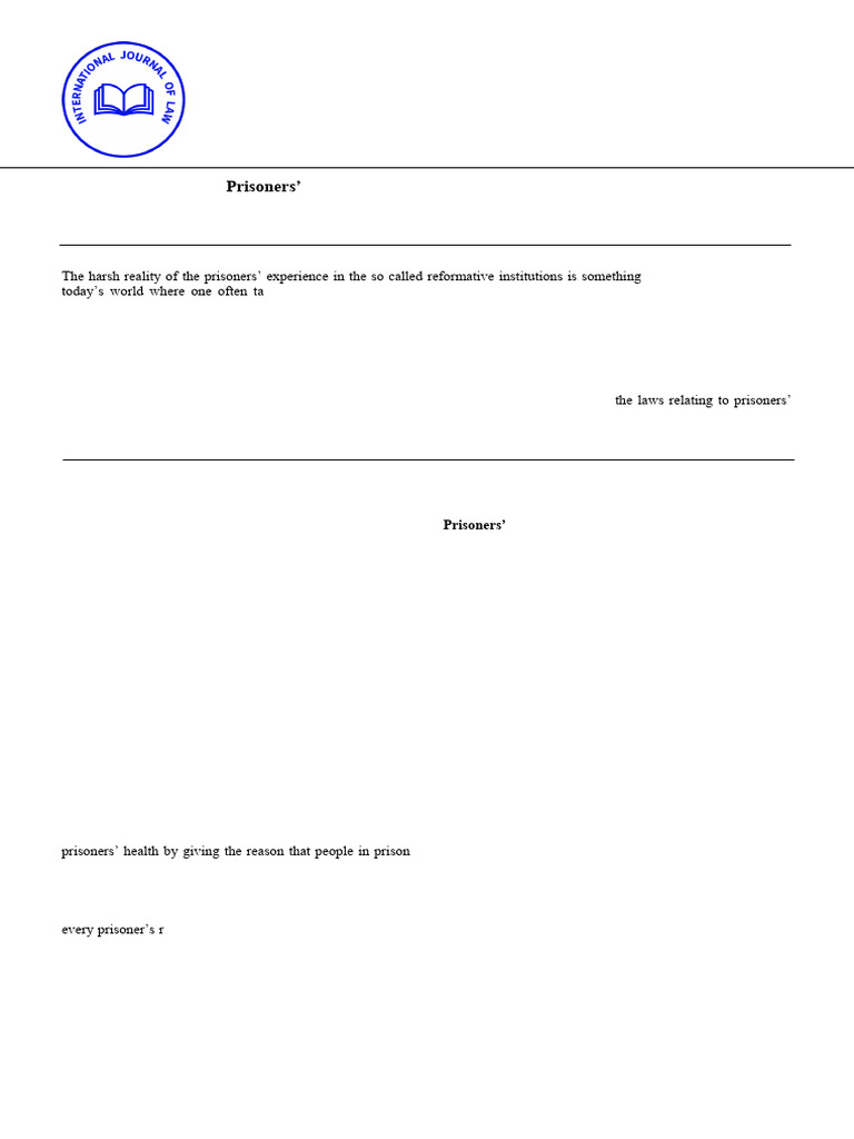 Prisoners Right | PDF | Prison | Prisoner