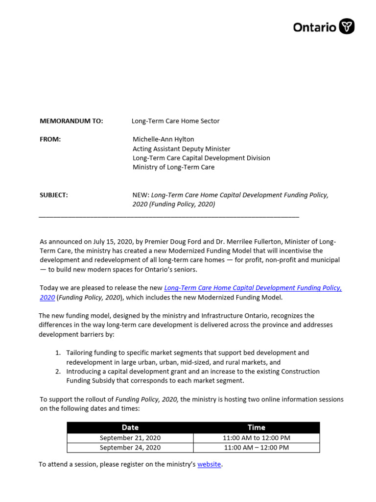 2020 ADM Memo -Long-term Care Capital Development Funding Policy (EN ...