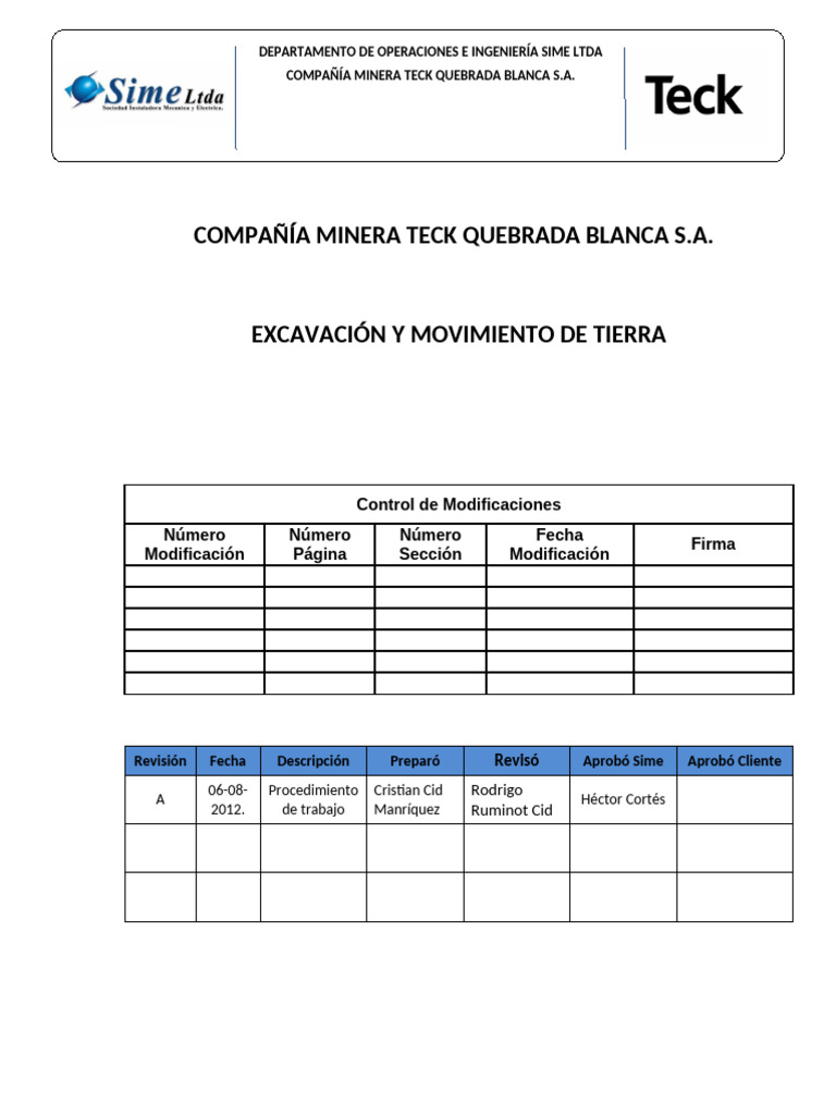 Procedimiento de Excavación y movimiento de tierra en LMT de 23kv | PDF