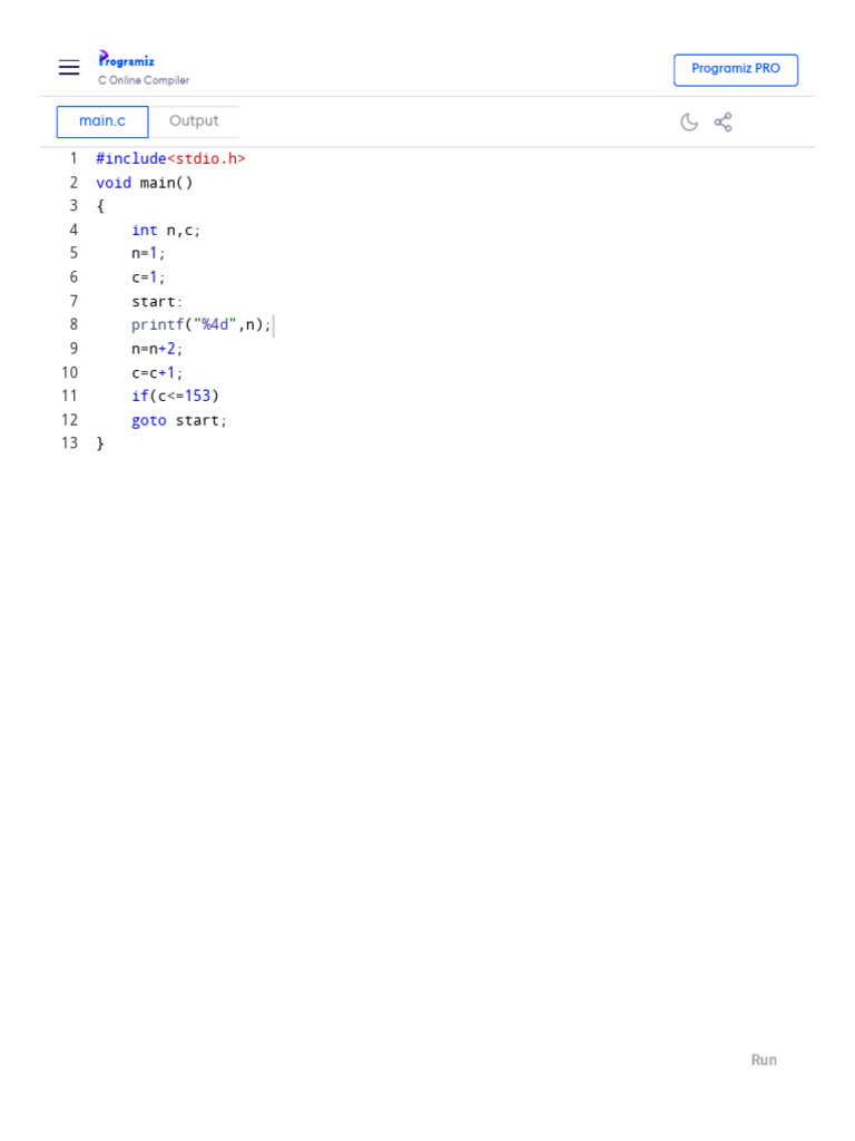 Online C Compiler - Programiz 153 Odd Numbers | PDF