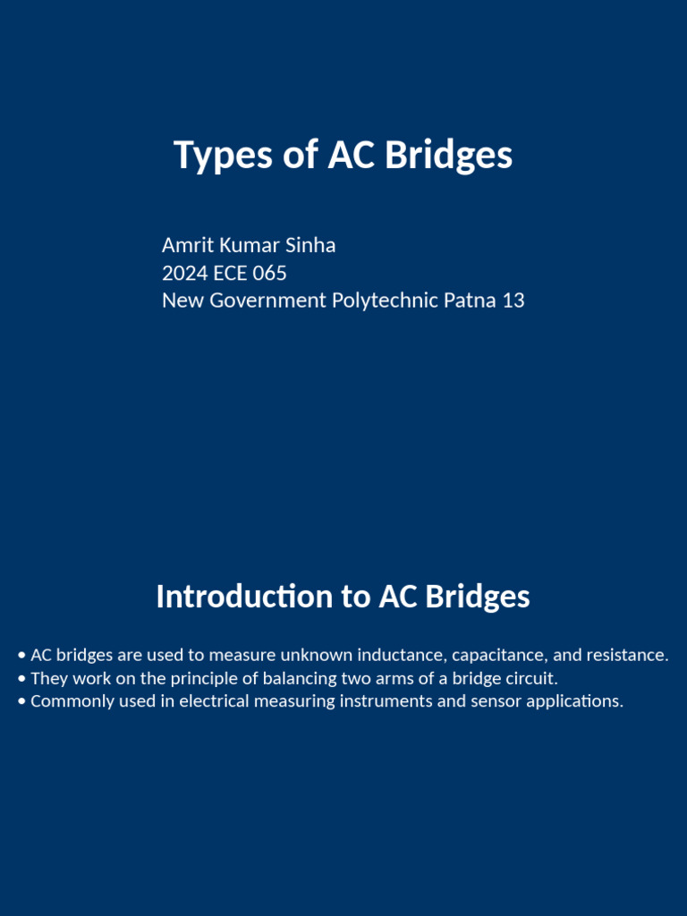 Types of AC Bridges Presentation Blue | PDF