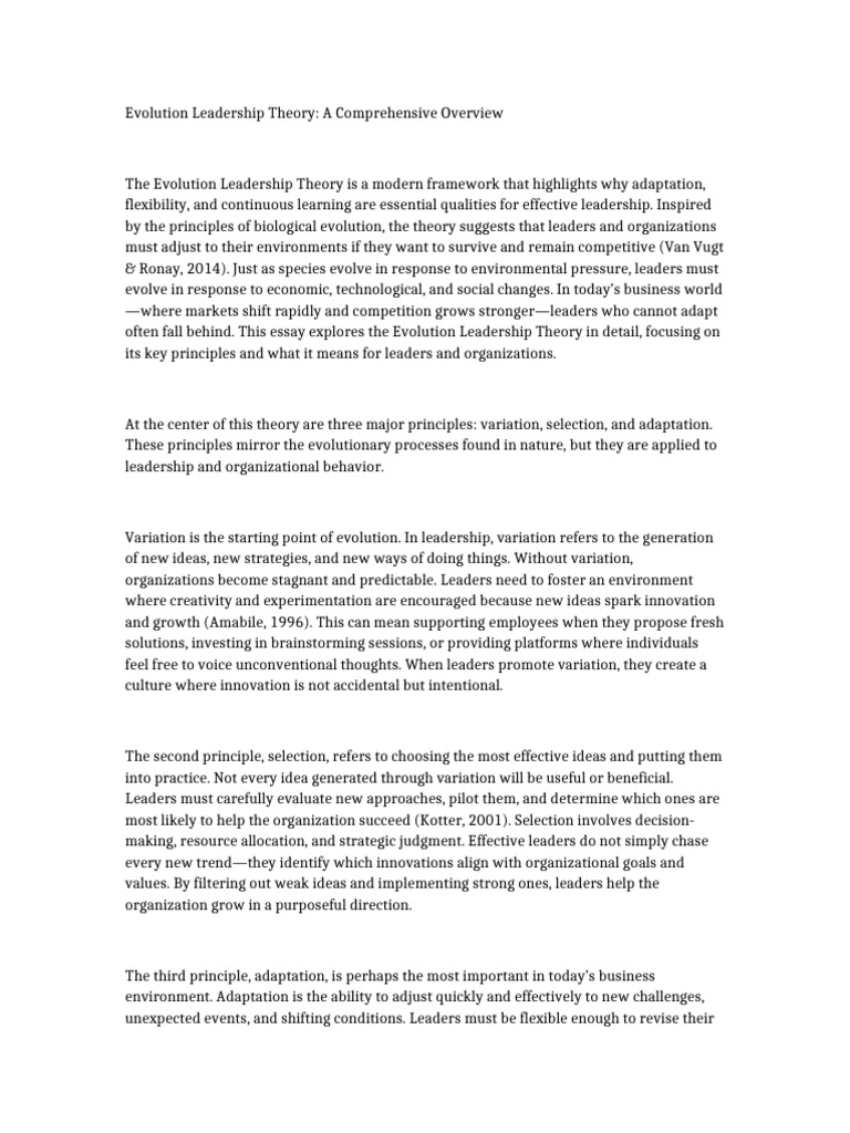 Evolution Leadership Theory Explained | PDF | Leadership | Evolution
