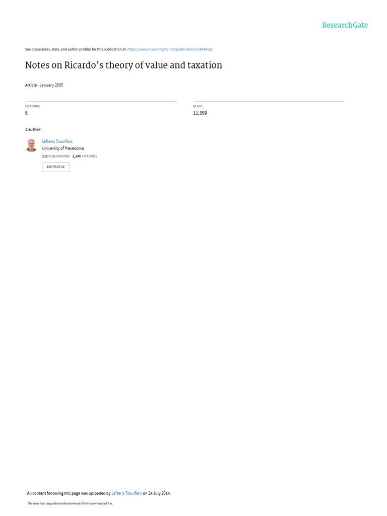 Notes_on_Ricardos_theory_of_value_and_taxation | PDF | Value (Economics ...