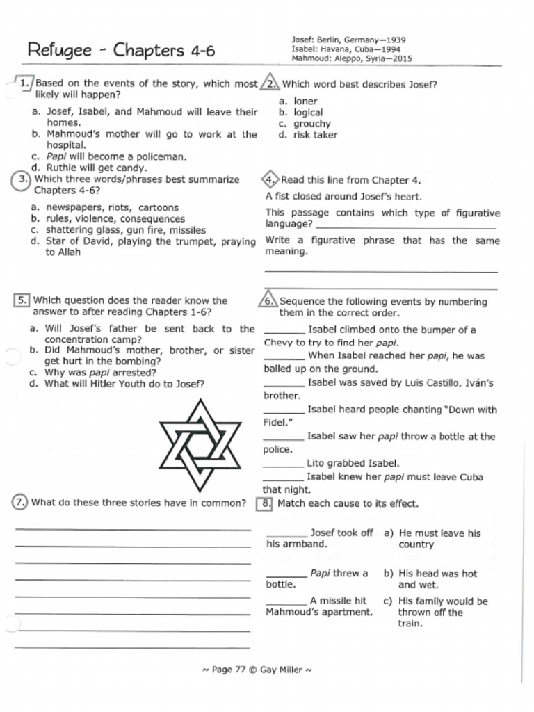 Refugee Chapters 4-6 Summary Quiz | PDF