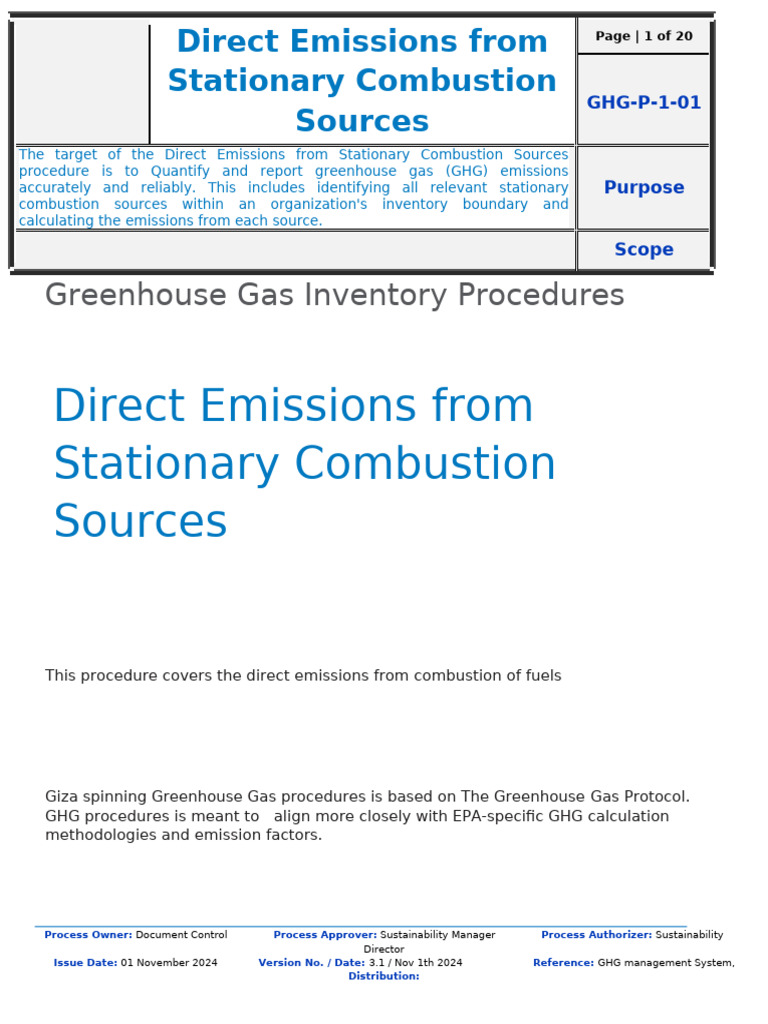 GHG P 1 01 Stationary Combustion | PDF | Greenhouse Gas | Emission ...