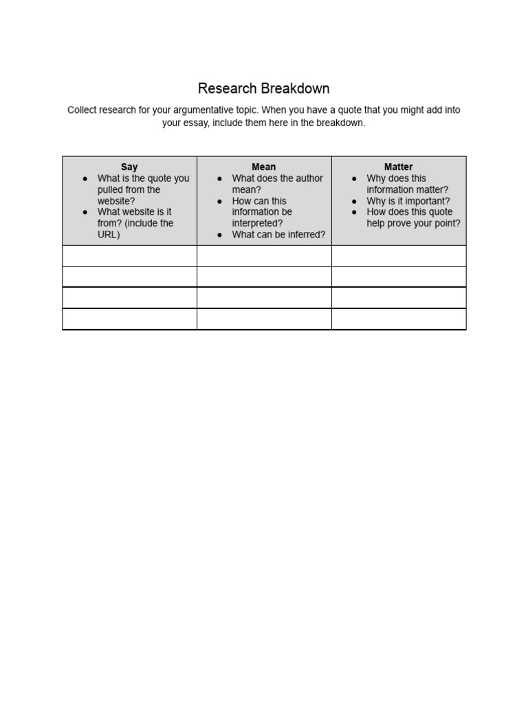 Research Breakdown Say Mean Matter | PDF