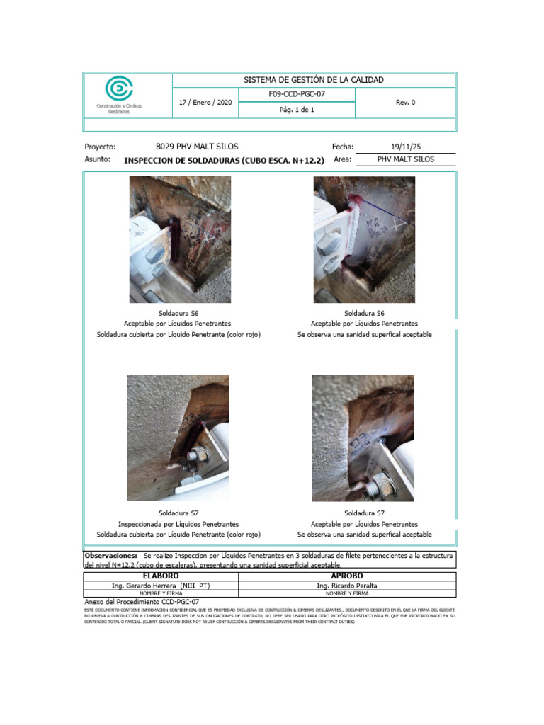 F09-CCD-PGC-07 REPORTE FOTOGRAFICO (PT CUBO ESC. N+12.2) | PDF | Procesos de negocio ...