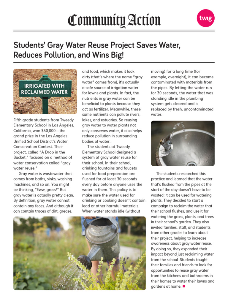 Students Win for Gray Water Reuse Project | PDF | Reclaimed Water ...