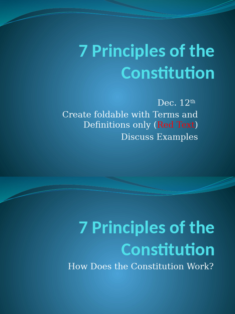 7 Key Principles of the Constitution | PDF