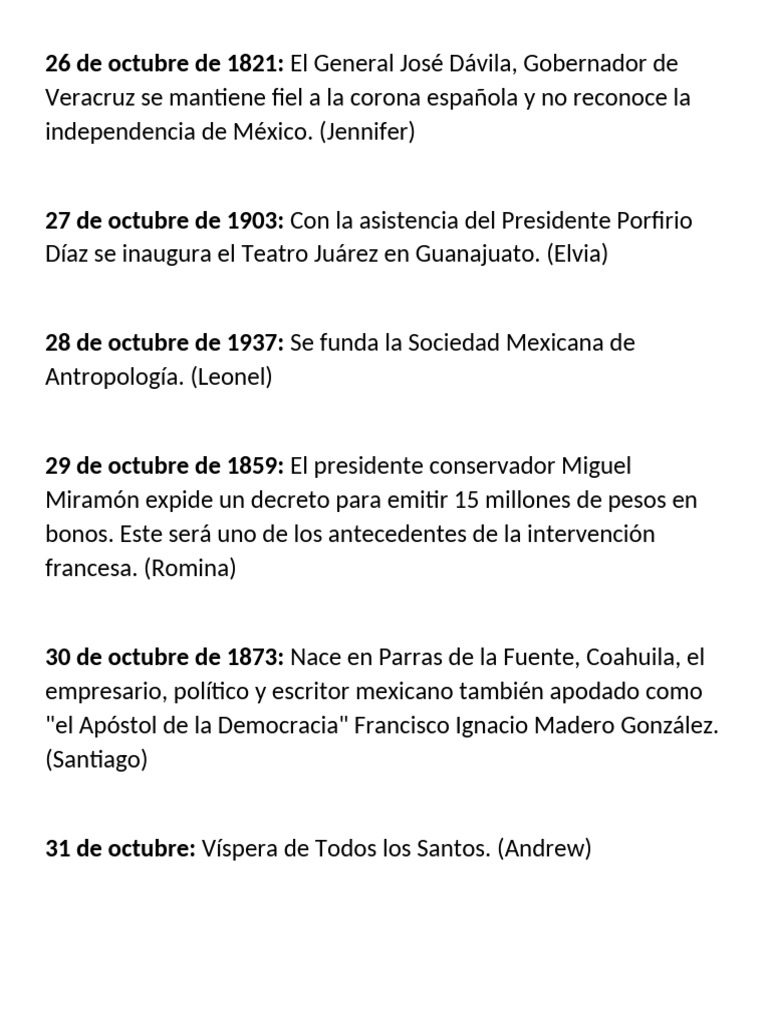Fechas Clave de la Historia de México | PDF