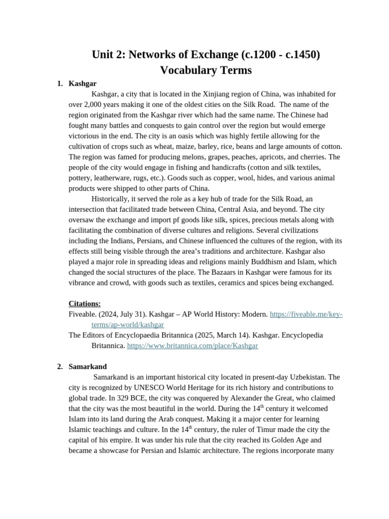 AP World History Unit 2 Terms | PDF | Mongol Empire | Rudder