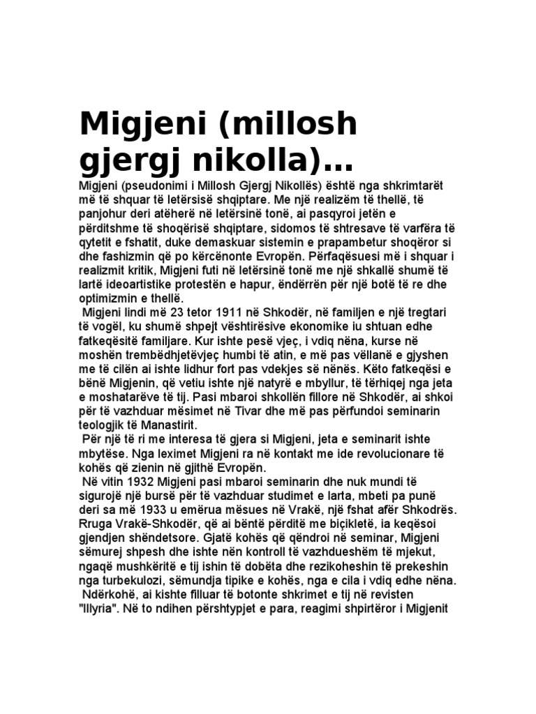 Migjeni | PDF