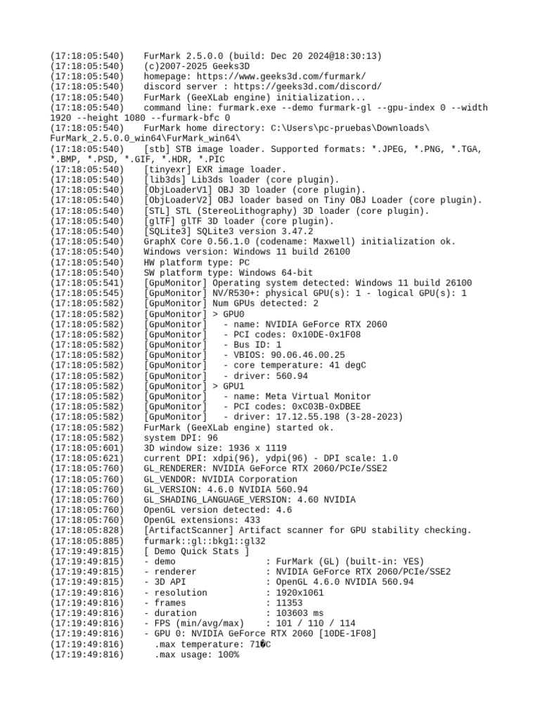 Furmark Log | PDF | Graphics Processing Unit | Computer Hardware